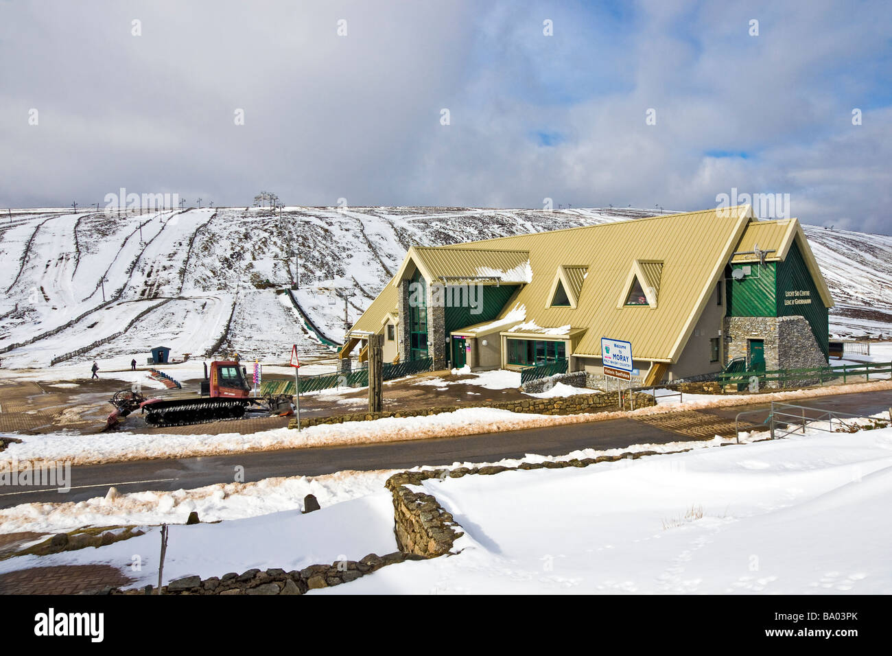 Main building of the Lecht Ski Centre at the summit of A939 in the ...