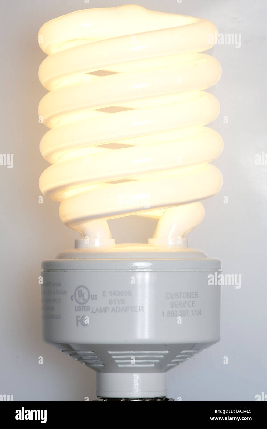 Spiral fluorescent light bulb Stock Photo - Alamy