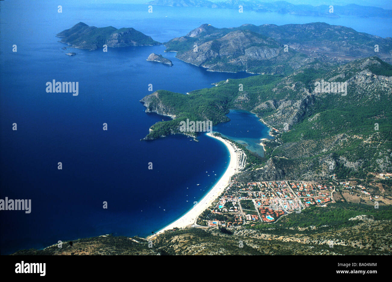 Paragliding over Oludeniz Belcekiz Beach and Lagoon. Olu Deniz, Turkey ...