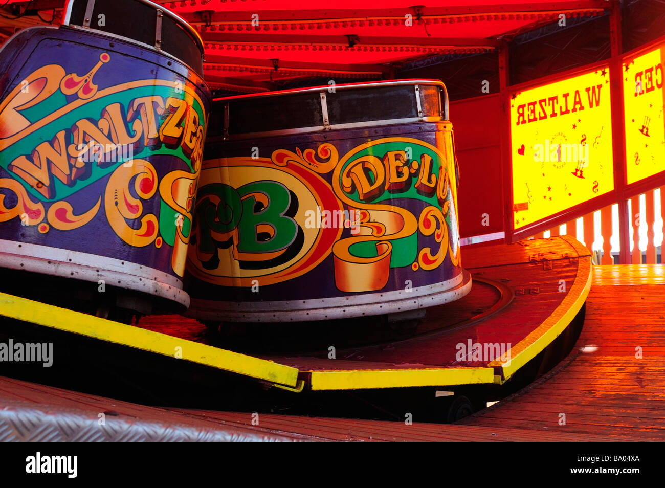 The Waltzer ride at Great Yarmouth Pleasure Beach, Norfolk, Britain ...