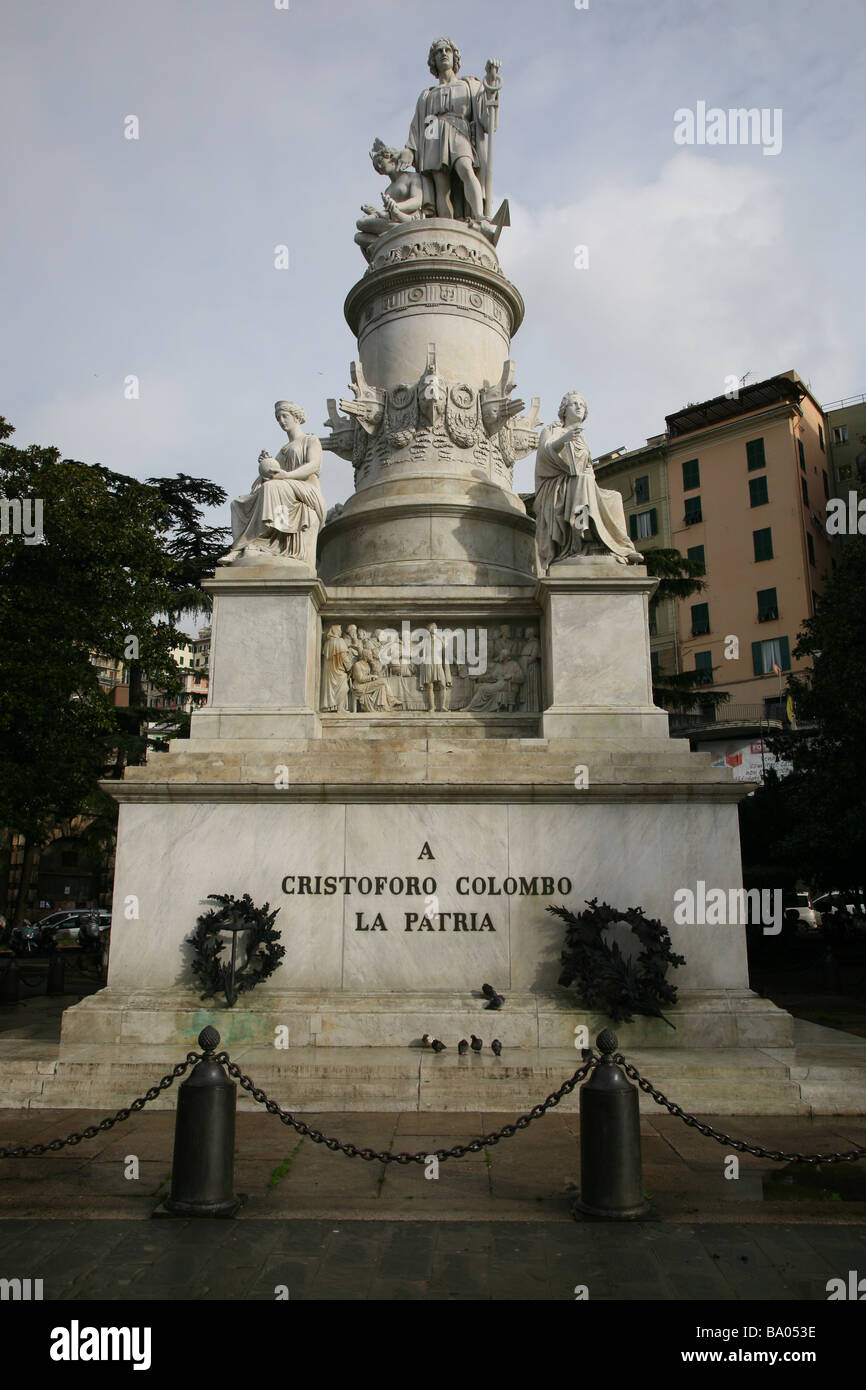 christopher columbus , cristiforo colombo monument in Genoa Stock Photo ...