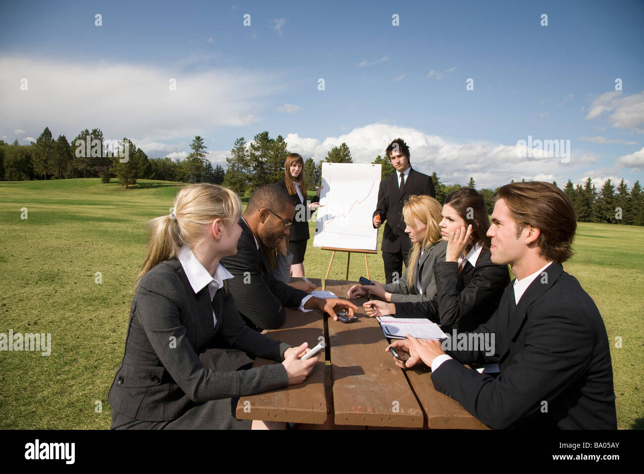 Outdoor business meeting Stock Photo - Alamy