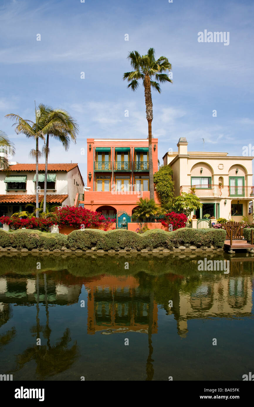 House palm tree and canal Venice Los Angeles California USA Stock Photo ...