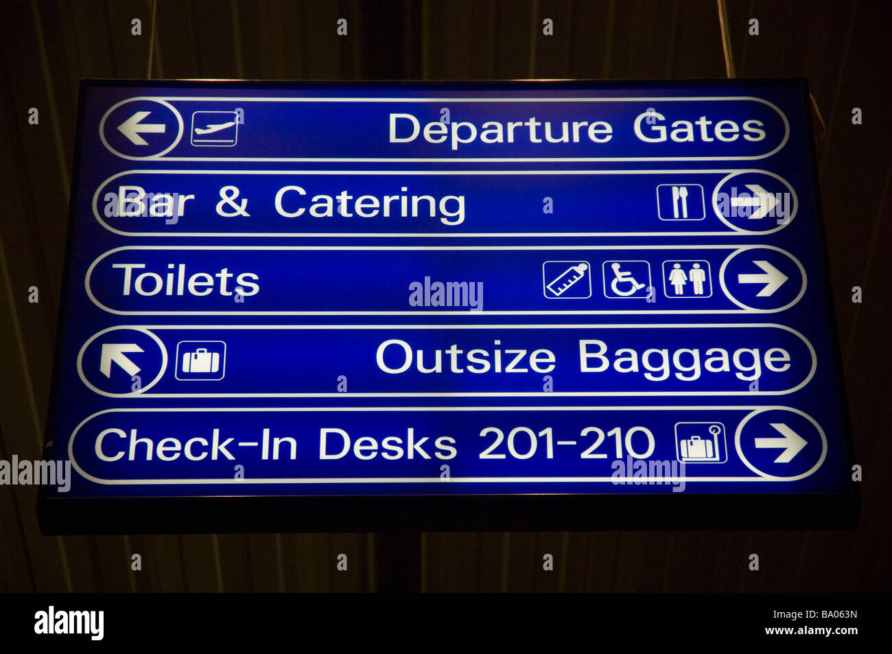 Direction sign departures Luton Airport Luton England UK Europe Stock ...