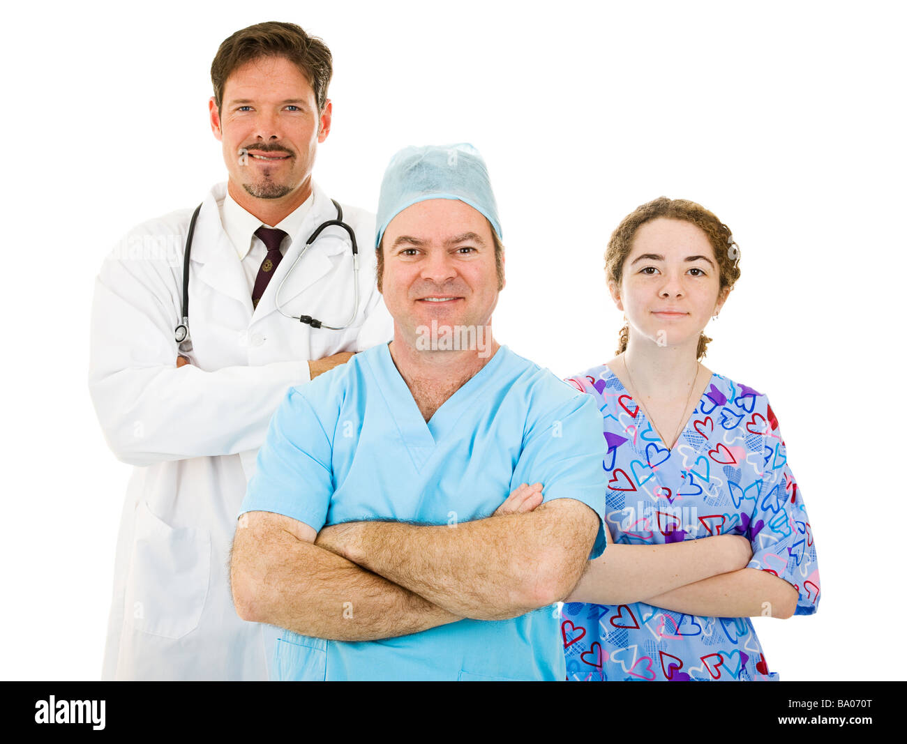 Friendly hospital medical team isolated on white background Stock Photo ...
