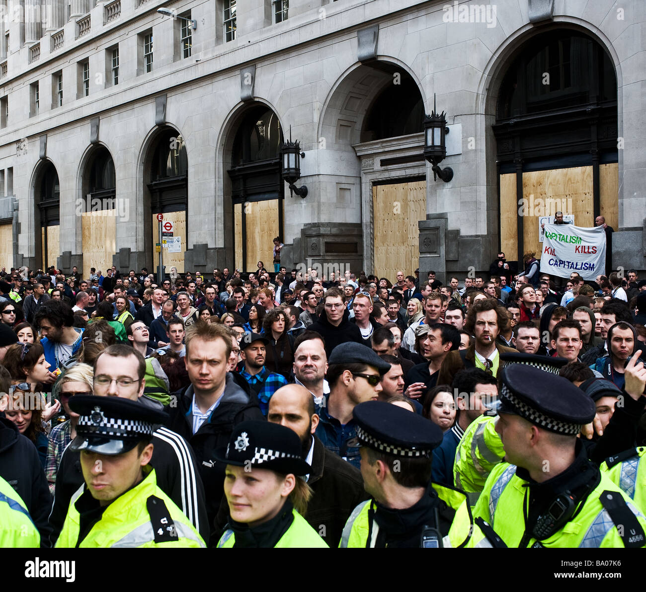 Protesters at a demonstration in the City of London Stock Photo - Alamy