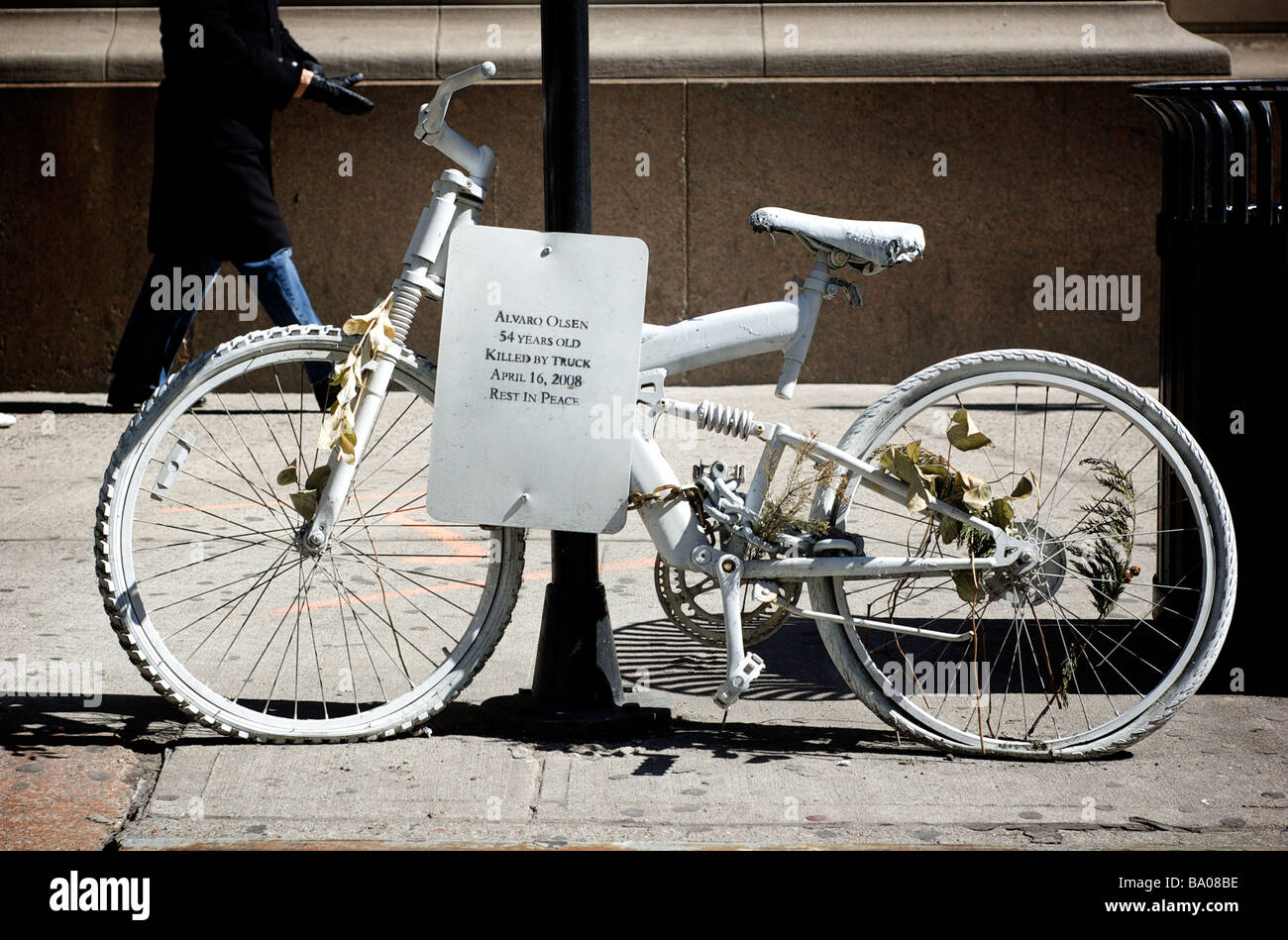 Ghost Bike in New York, Identifying the Name of a Bicyclist Killed by a ...