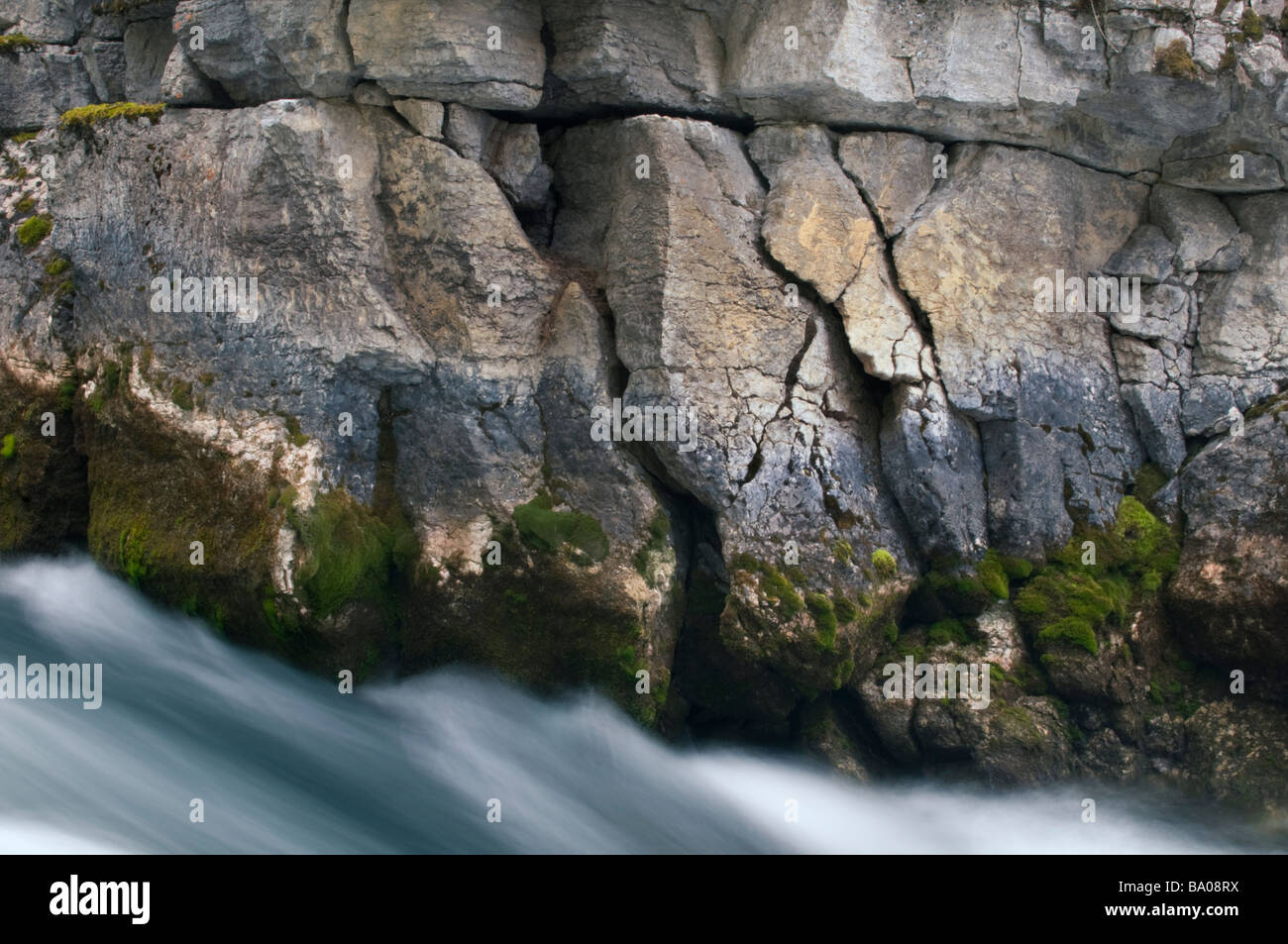 The Maligne River running through Maligne Canyon Jasper National Park ...