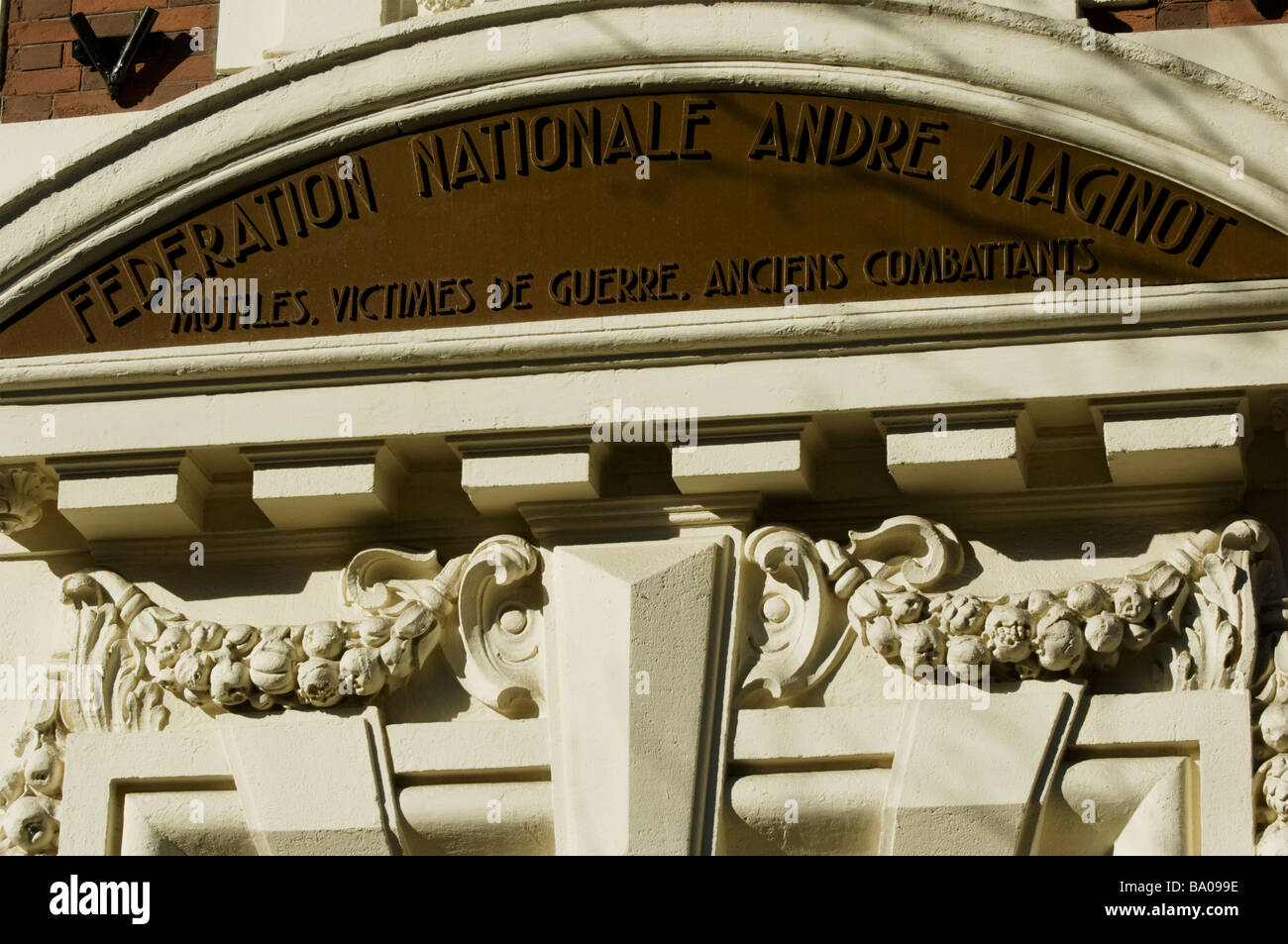Federation Nationale Andre Maginot entryway sign, and arhitectural ...