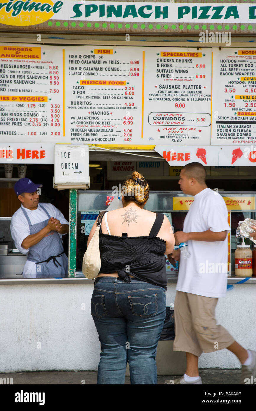 Large woman and fast food store Venice Los Angeles California USA Stock ...