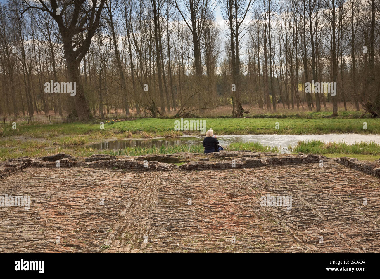 A Walker rests at Minster Lovell Hall built by Lord William Lovell in ...