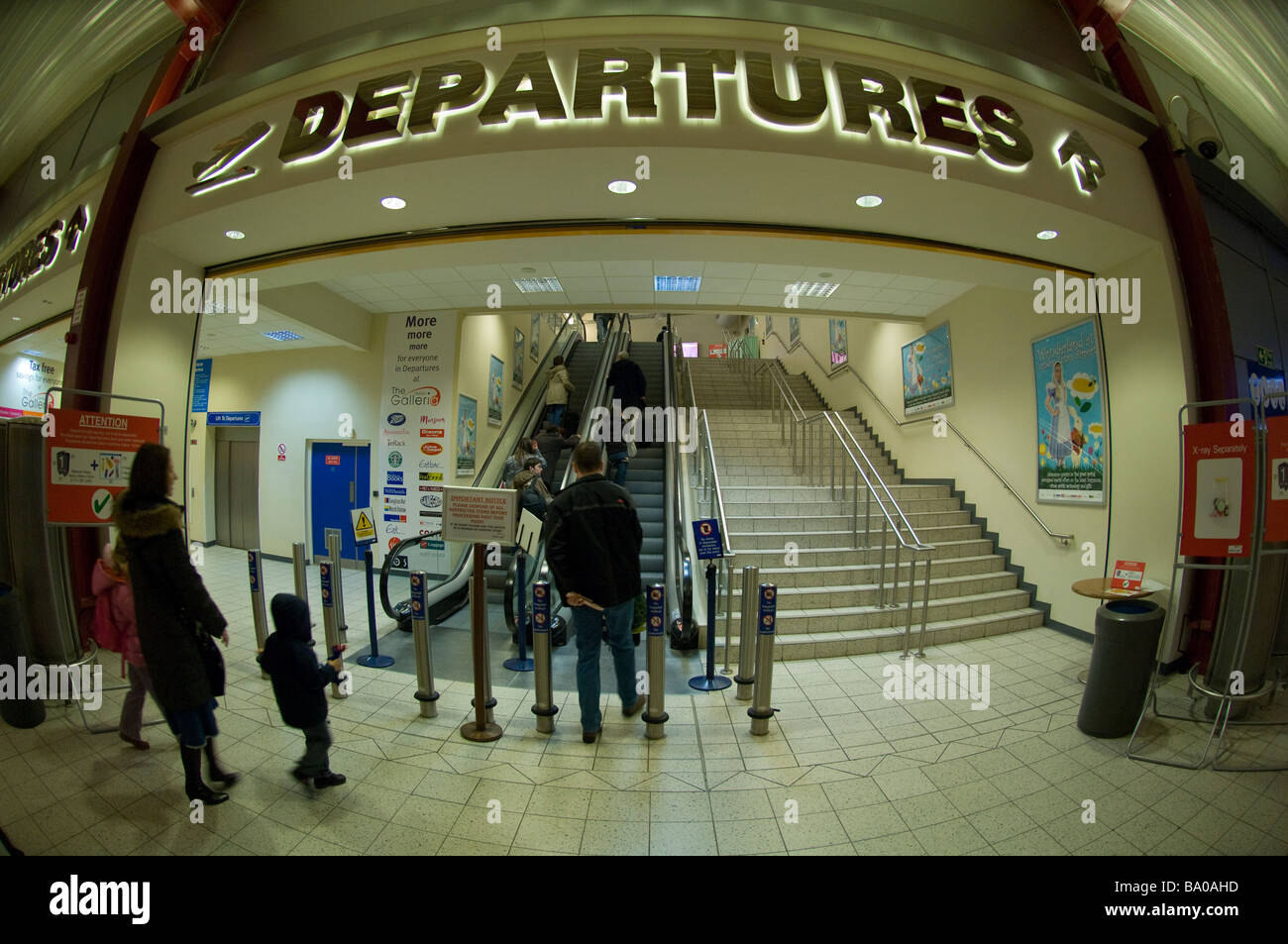 Departures escalator and stairs Luton Airport Luton England UK Europe ...