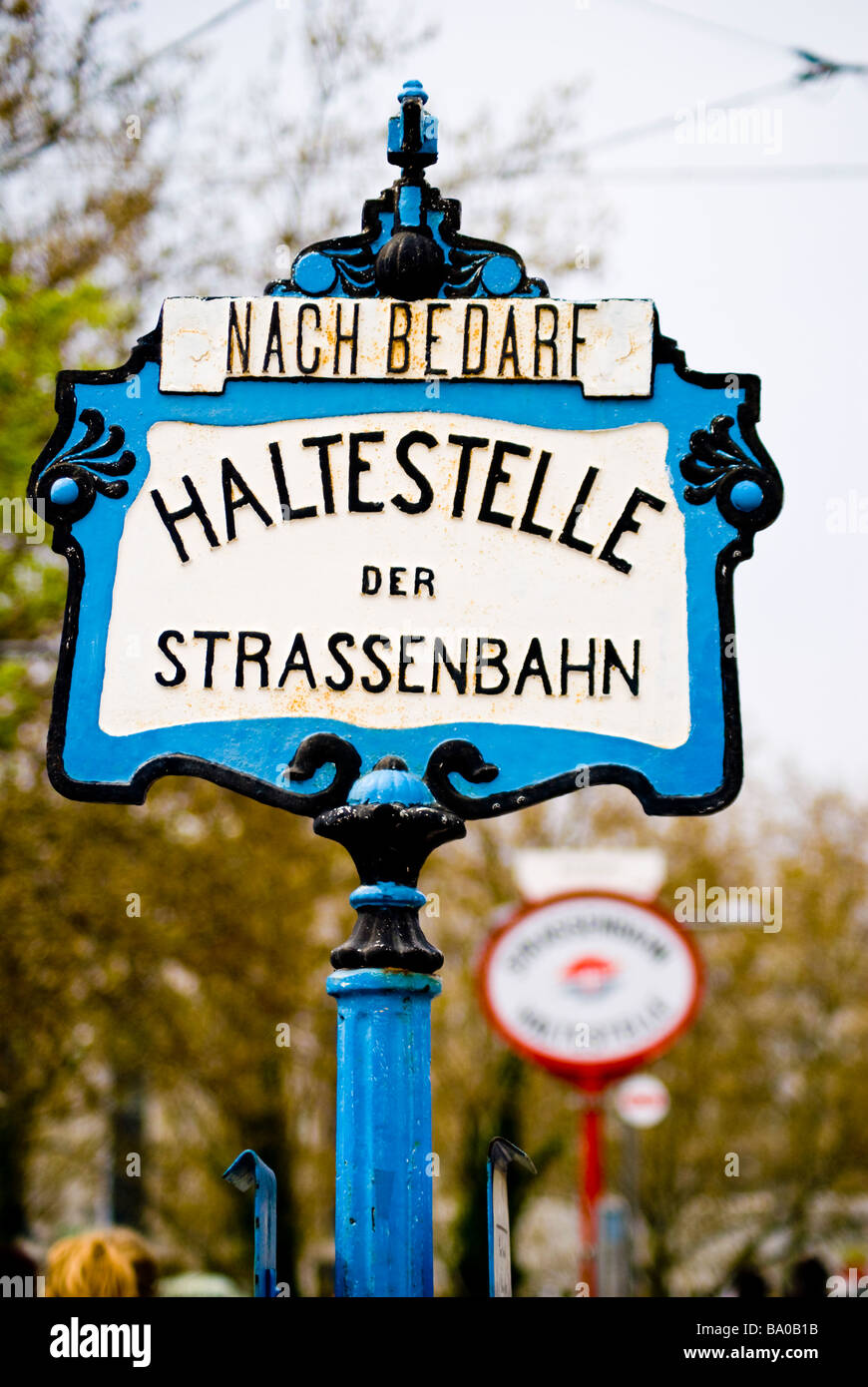 Old tram stop sign hi-res stock photography and images - Alamy