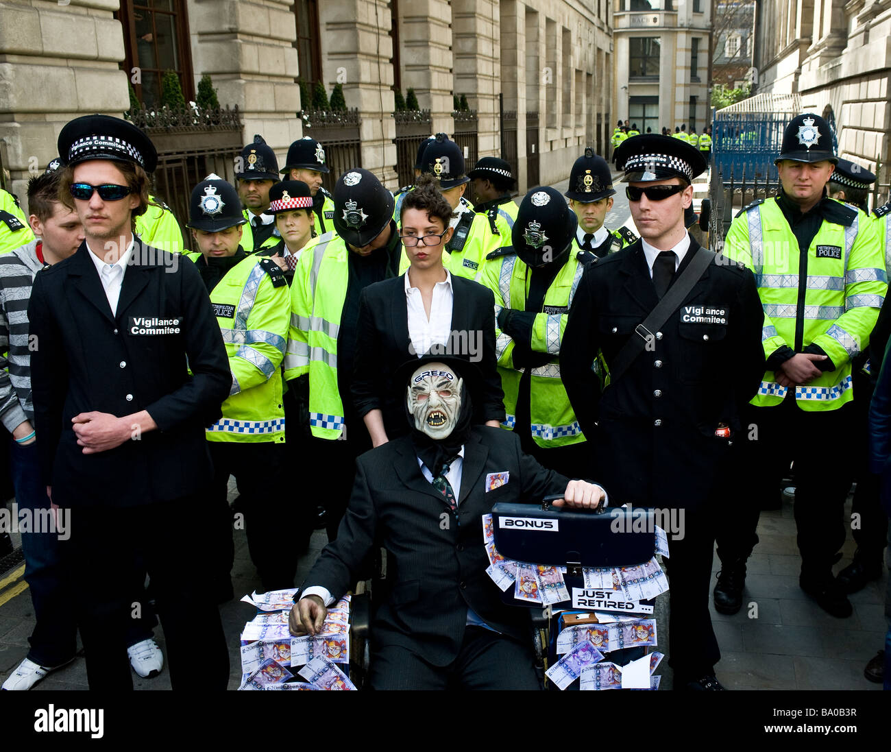 Protesters at the G20 demonstration in the City of London Stock Photo ...