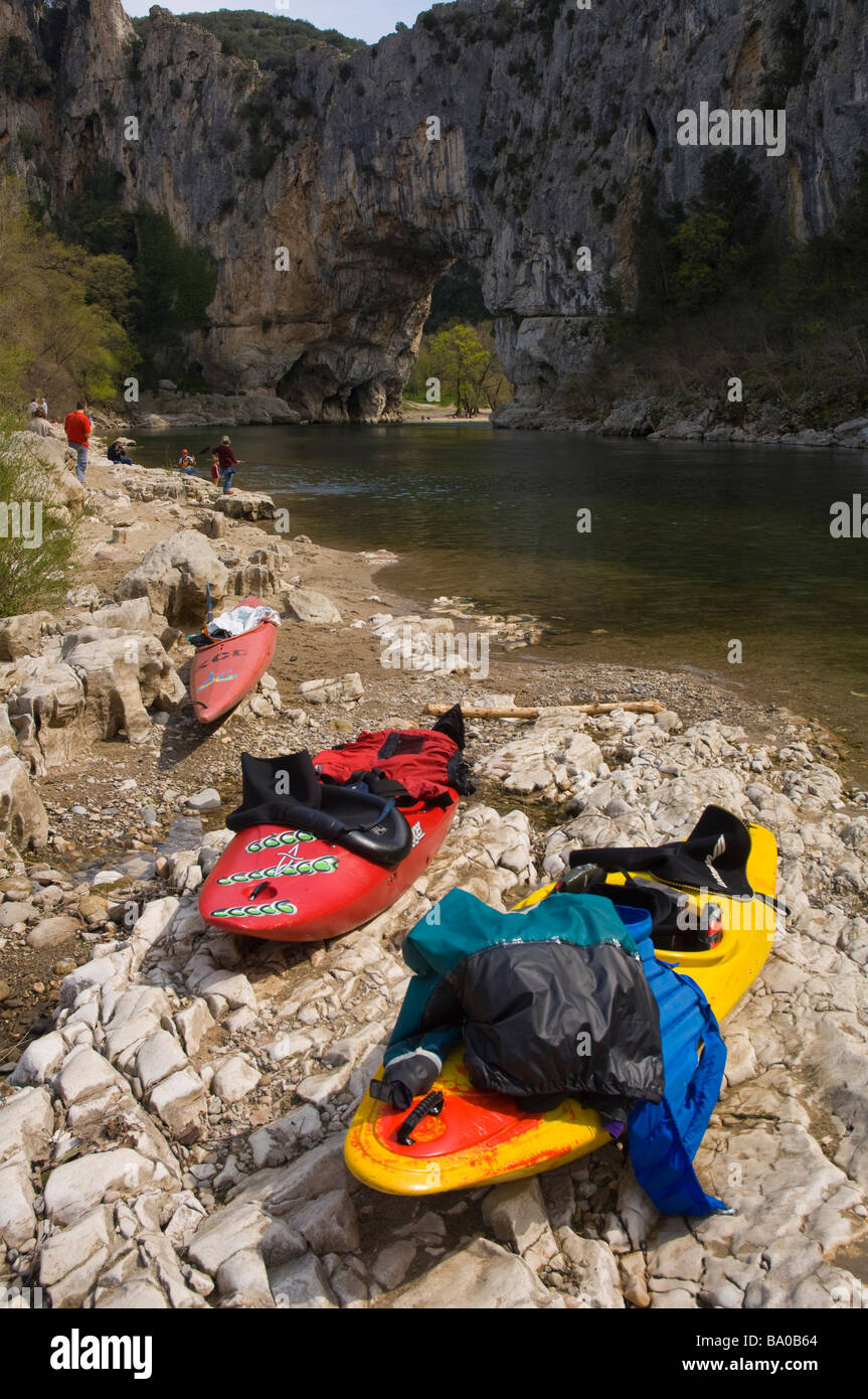Kayaking and Canadian canoeing Ardeche France Europe Stock Photo - Alamy