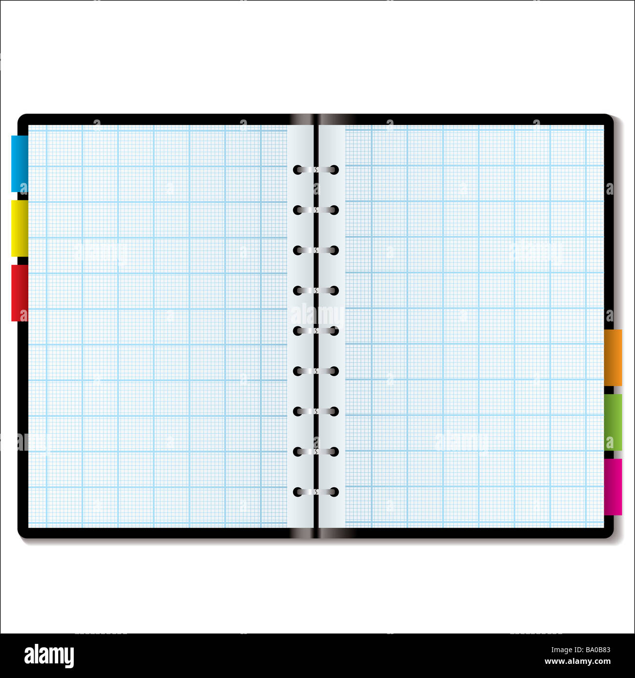 Illustrated graph paper in a note book with colored tabs Stock Photo ...
