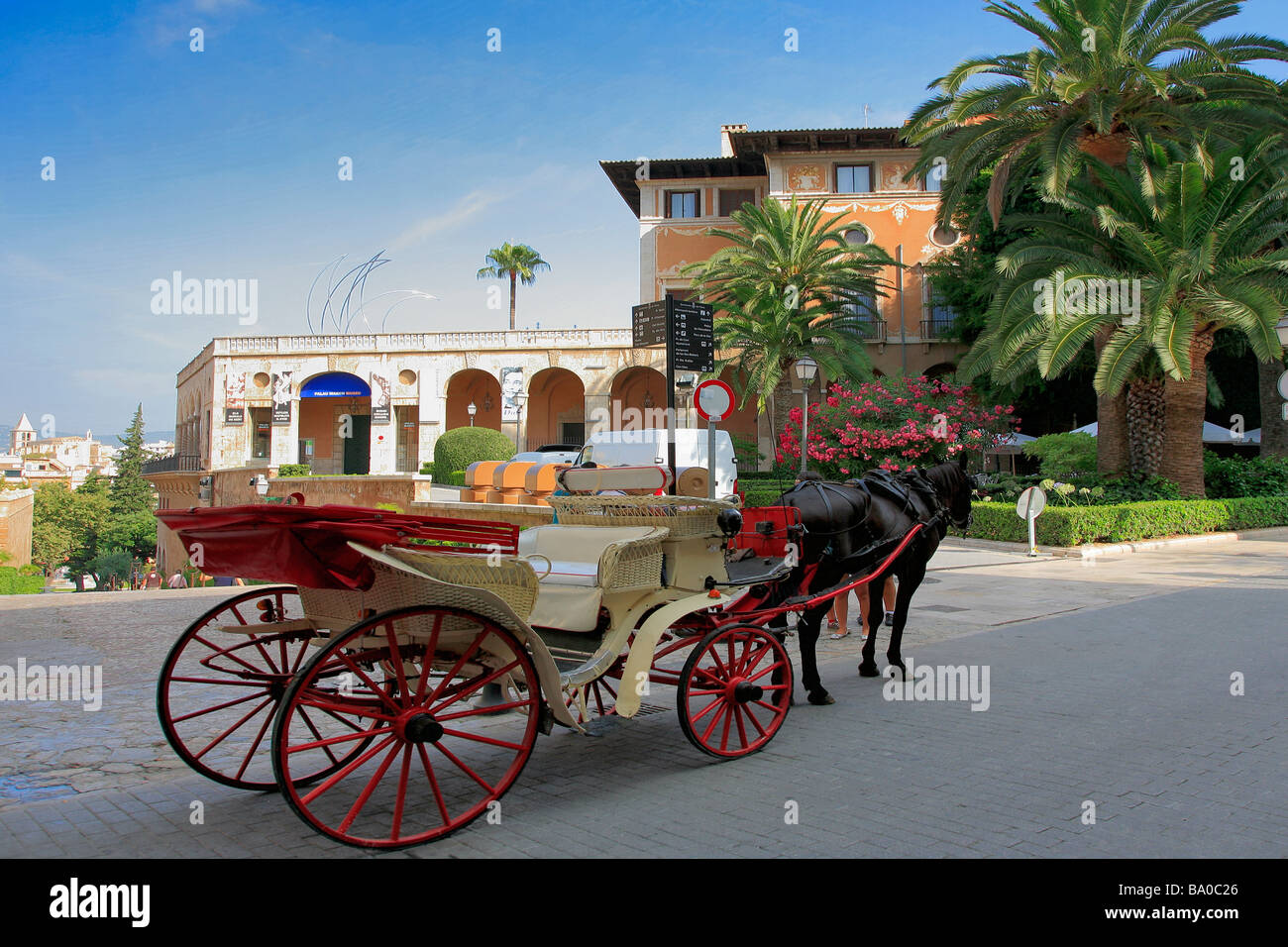 Tourist Horse and Cart ride Palma Cathedral City Mallorca Majorca ...