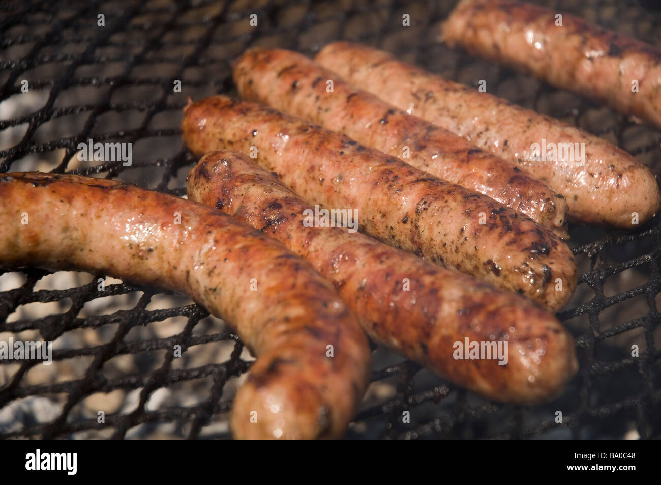 Sausages on barbecue Pont de Gare Provence France Europe Stock Photo ...