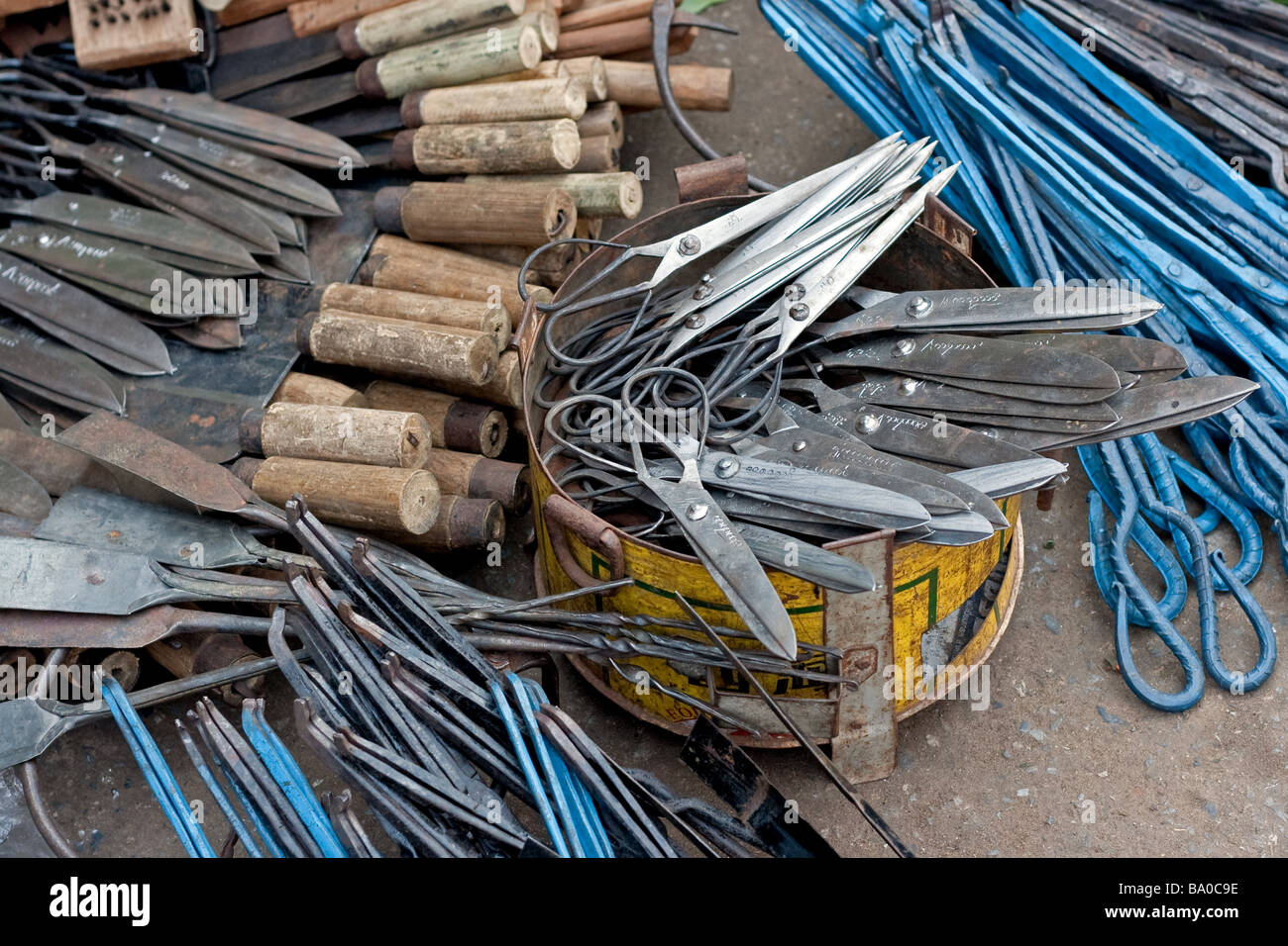 Tools and other household kitchen implements all handmade rebar from a ...