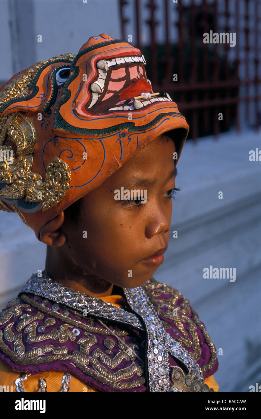 Thai boy wearing Khon Mask during King s Birthday celebration of ...