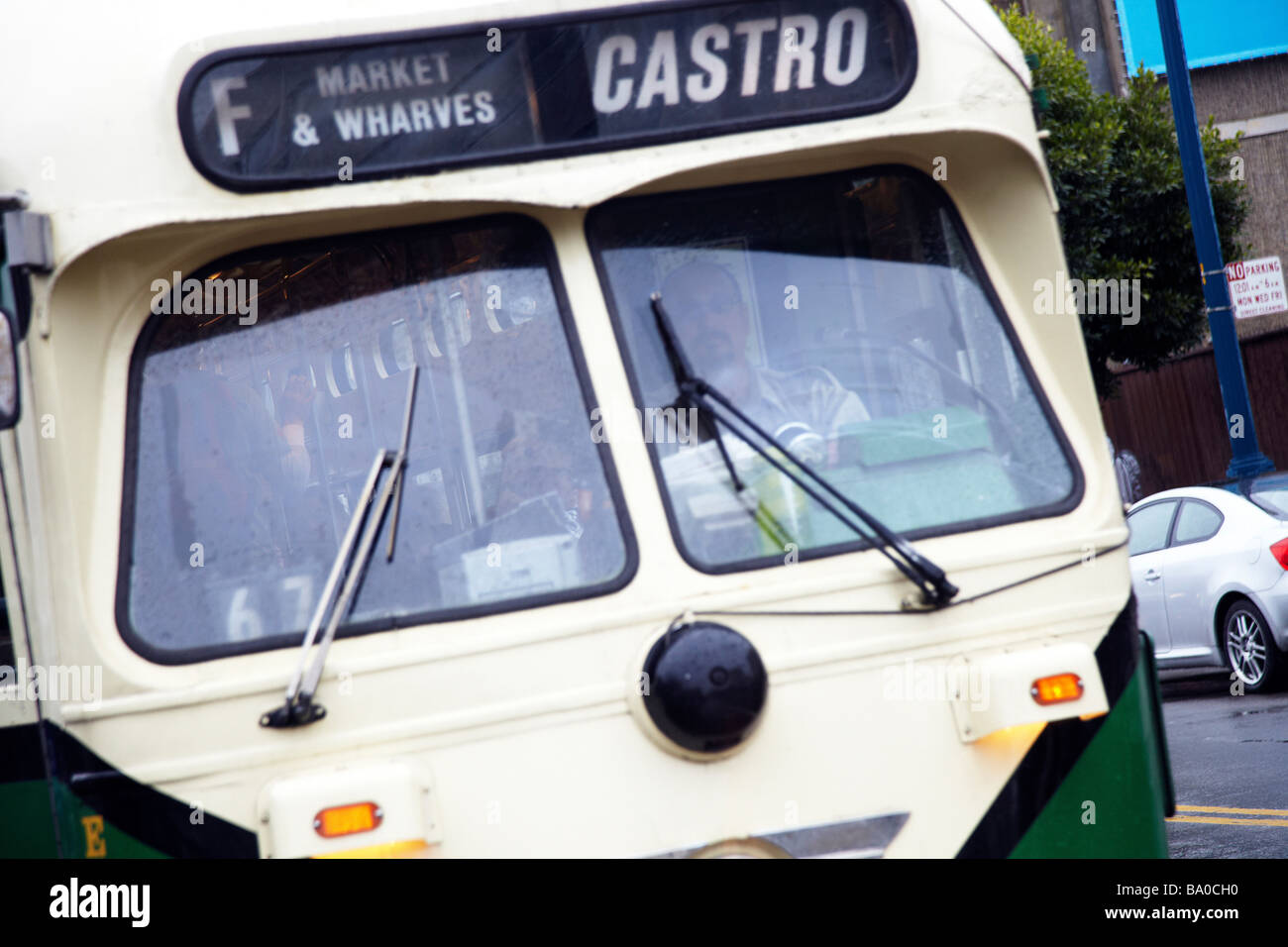 green tram car, San Francisco Stock Photo - Alamy