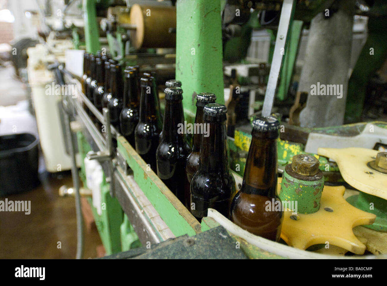 Bottling line at a small craft brewery Stock Photo - Alamy