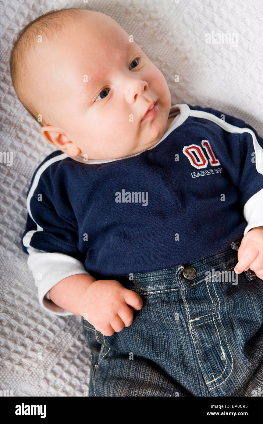 Three month old baby boy posing for the camera Stock Photo - Alamy