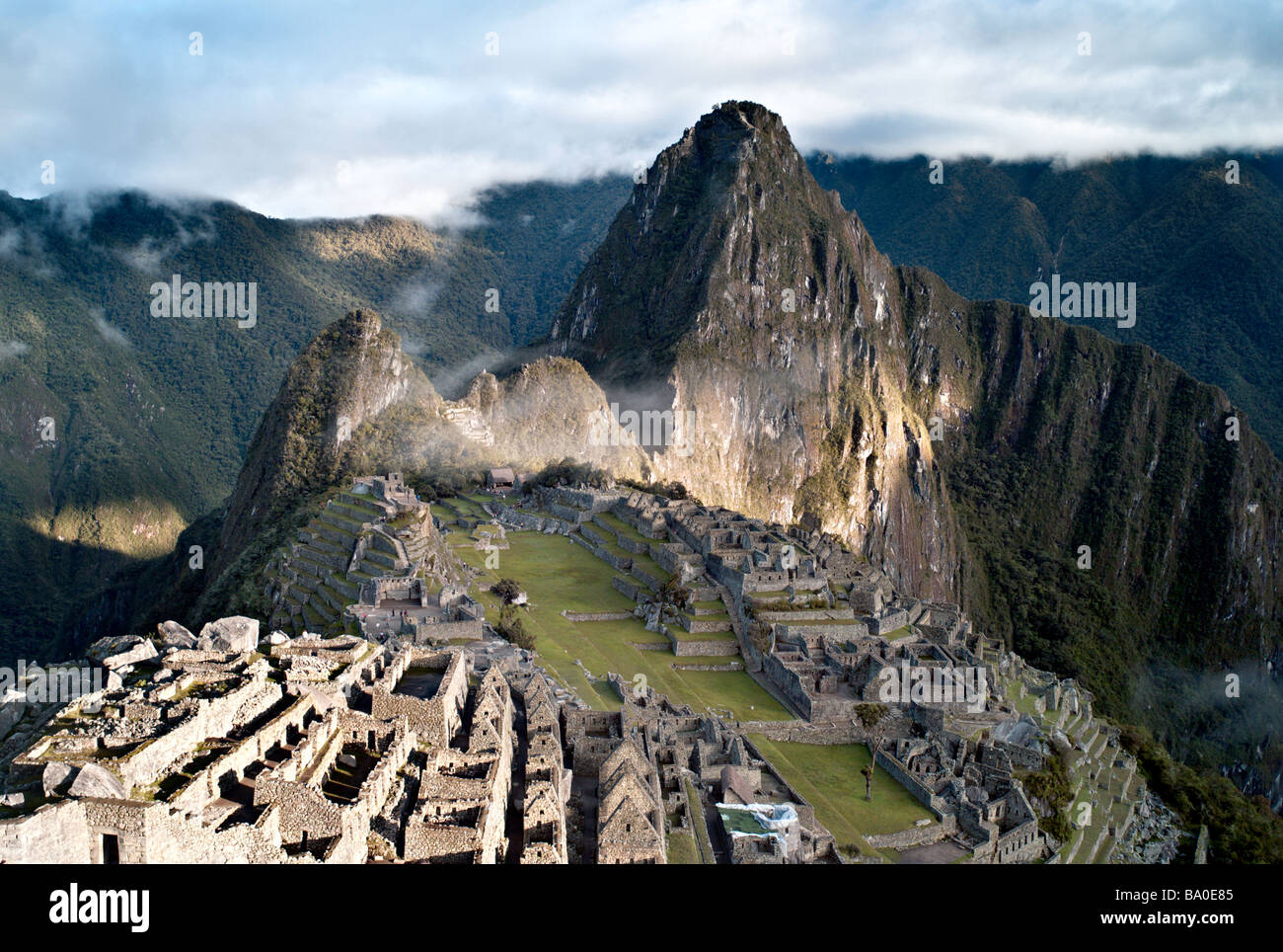 PERU MACHU PICCHU Classic view of Machu Picchu at sunrise from the ...