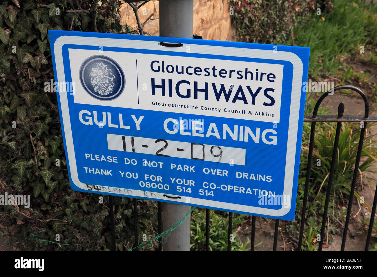 Cotswolds gully cleaning sign hi-res stock photography and images - Alamy