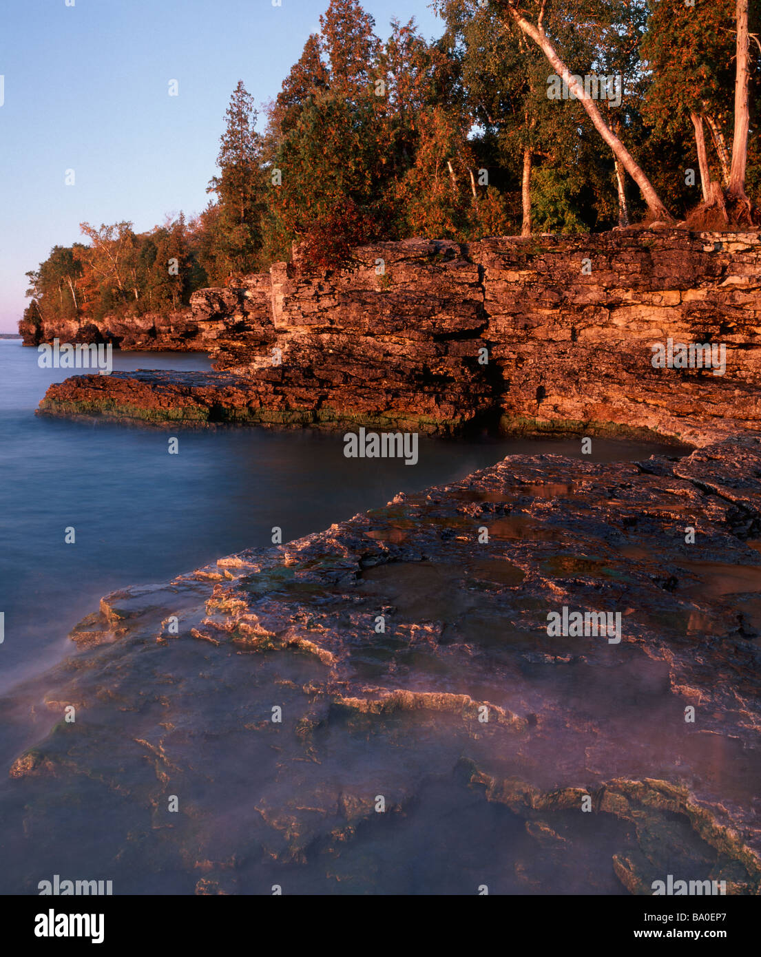 Lake Michigan shore, Cave Point County Park, Door County, Wisconsin ...