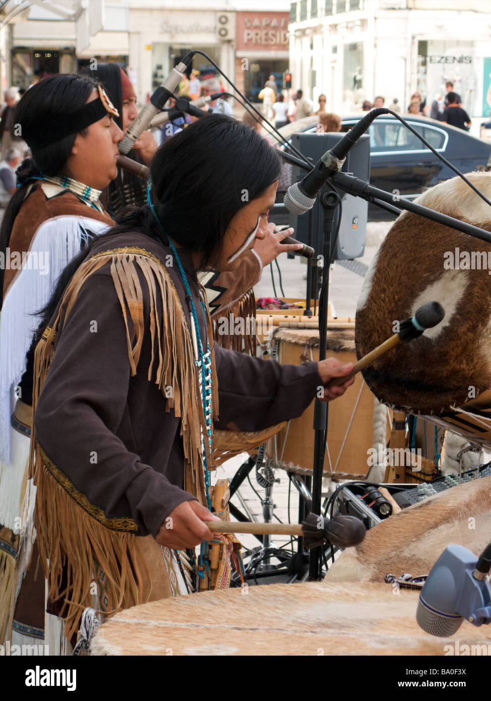 Indians playing musical instruments in Lisbon Portugal Stock Photo - Alamy