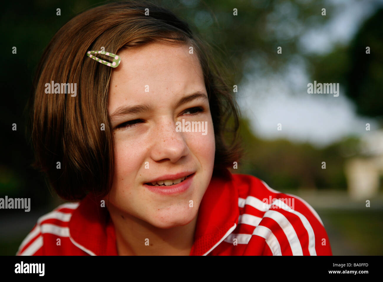 young girl looking sleepy Stock Photo - Alamy