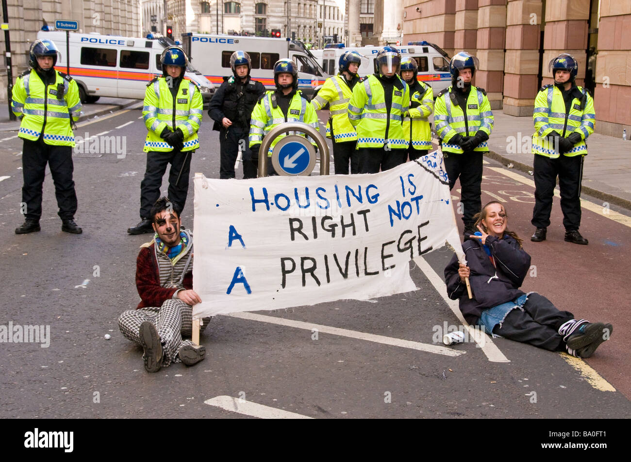 G20 Summit protests, London, England, UK Stock Photo - Alamy