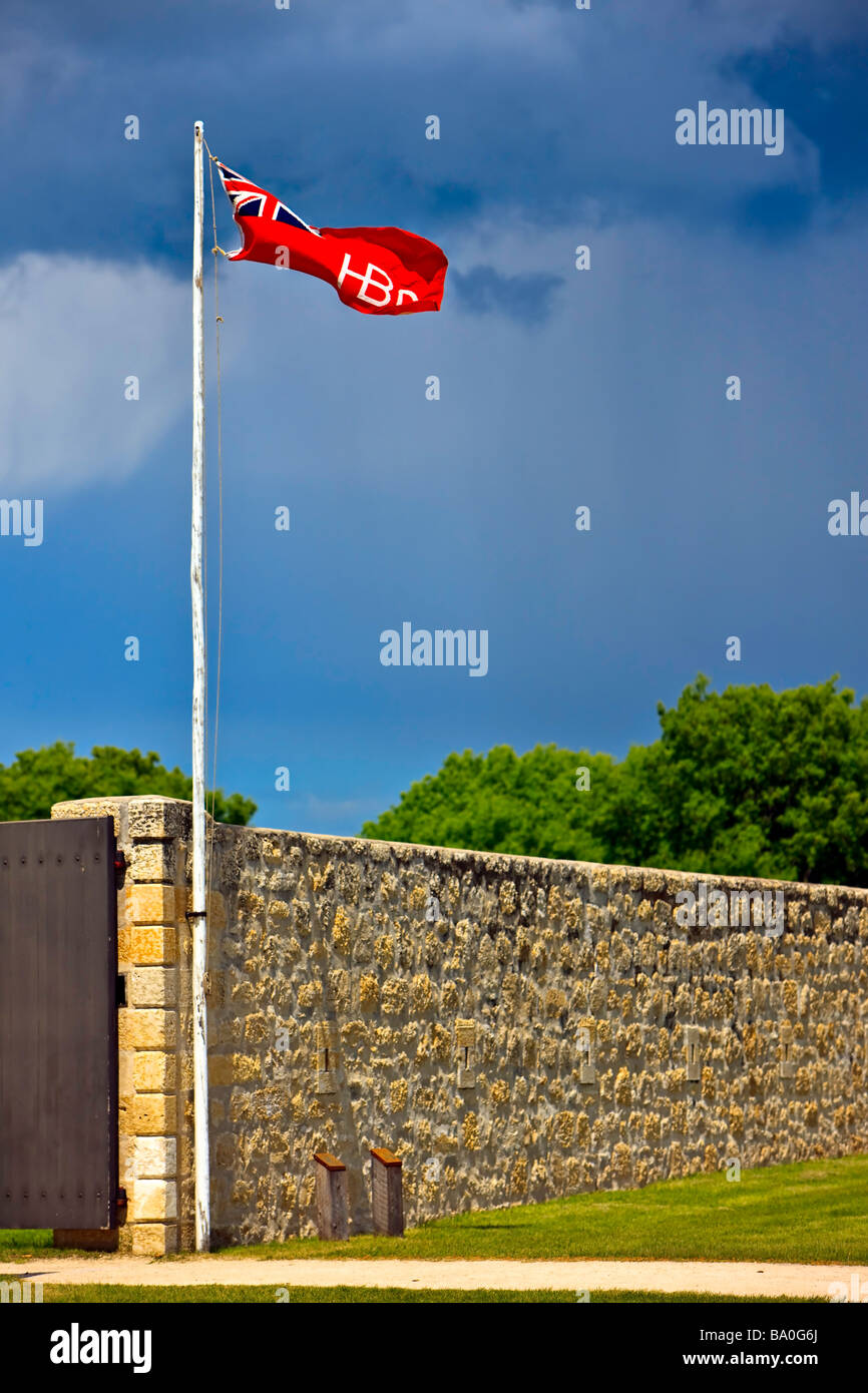 Flag pole at the East Gate of the walls of Lower Fort Garry a National ...