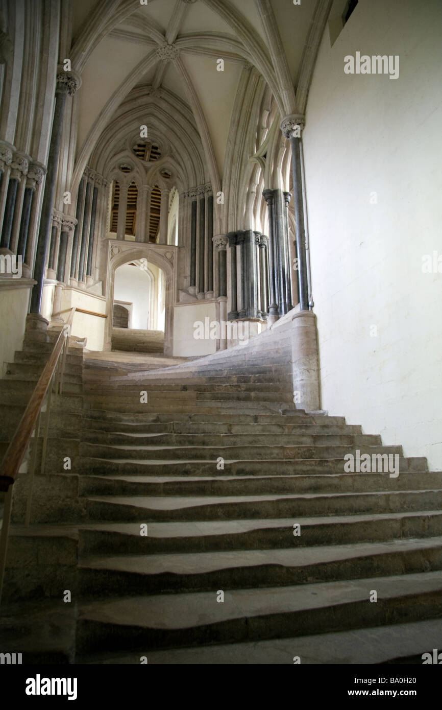 Steps leading to chapter house Wells Cathedral Somerset Stock Photo - Alamy