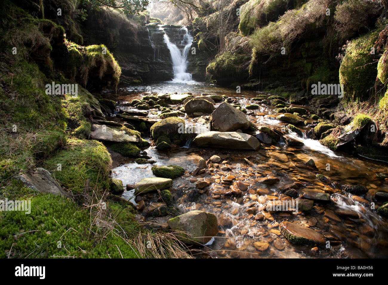 Waterfall at Fairbrook, in the Peak District, Derbyshire, England Stock ...