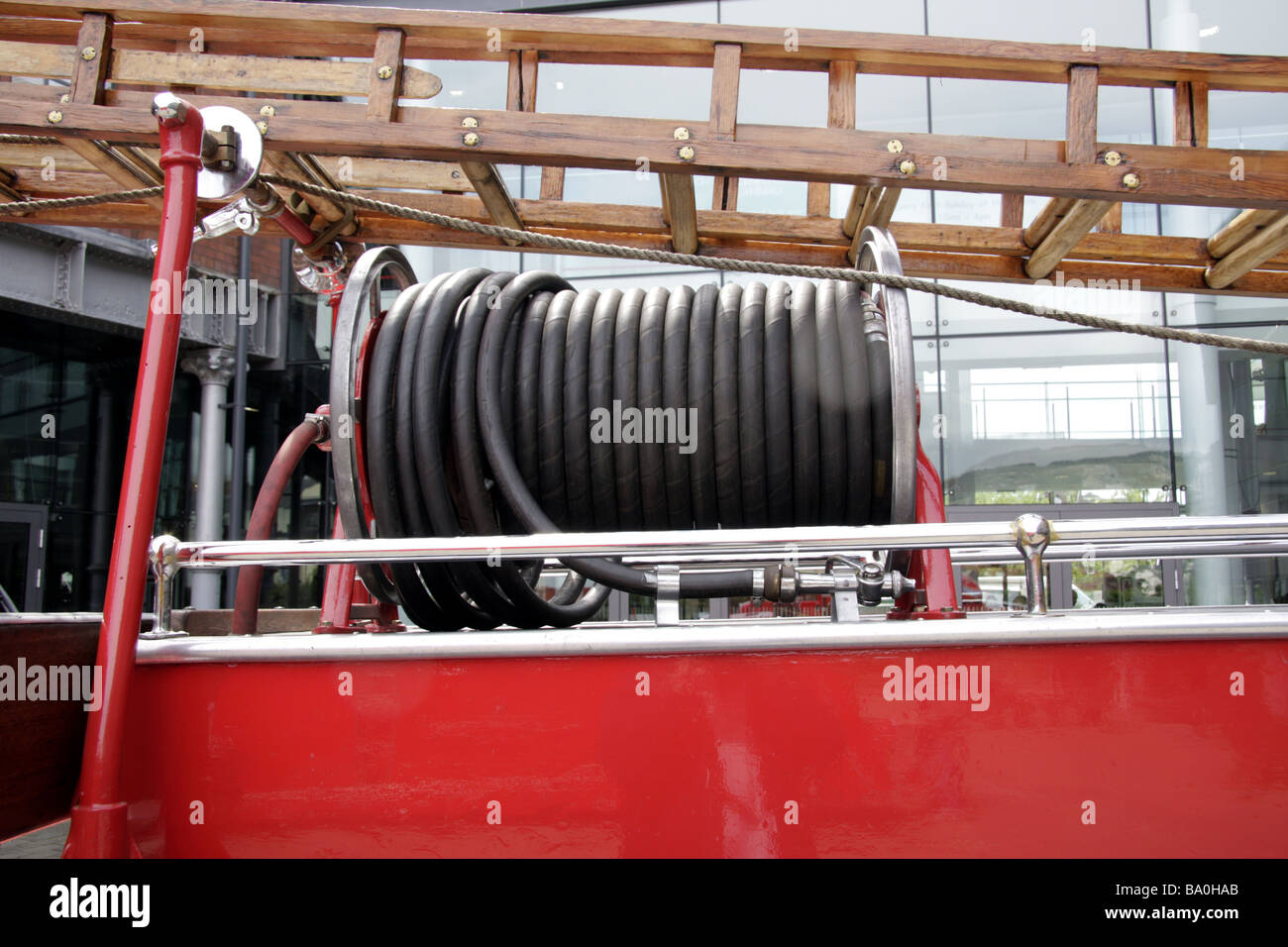 Hose and ladder on a vintage fire appliance Stock Photo - Alamy