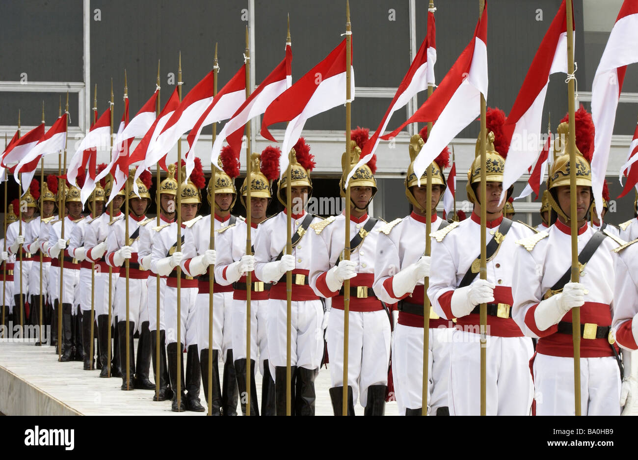 Soldiers in ceremonial uniform at The Presidential Palace in Brasilia ...