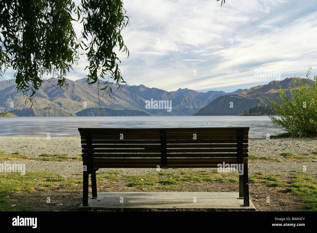 Bench with Lakeview Stock Photo - Alamy