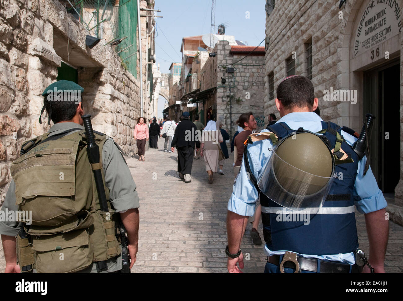 Israel Jerusalem Old City Via Dolorosa Policeman and Border Guard ...