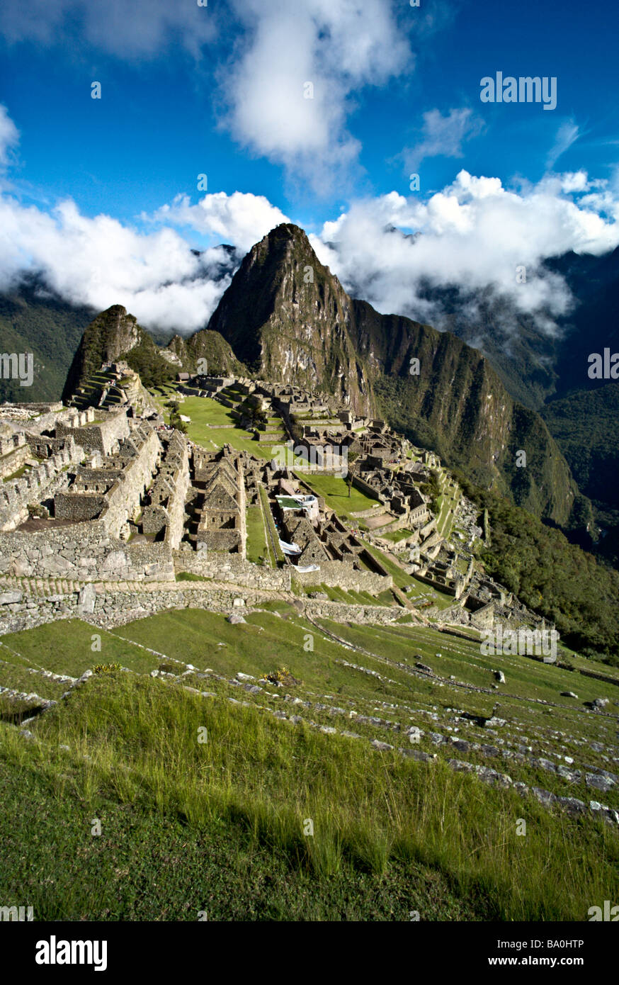 PERU MACHU PICCHU Classic view of Machu Picchu from the Inca terraces ...