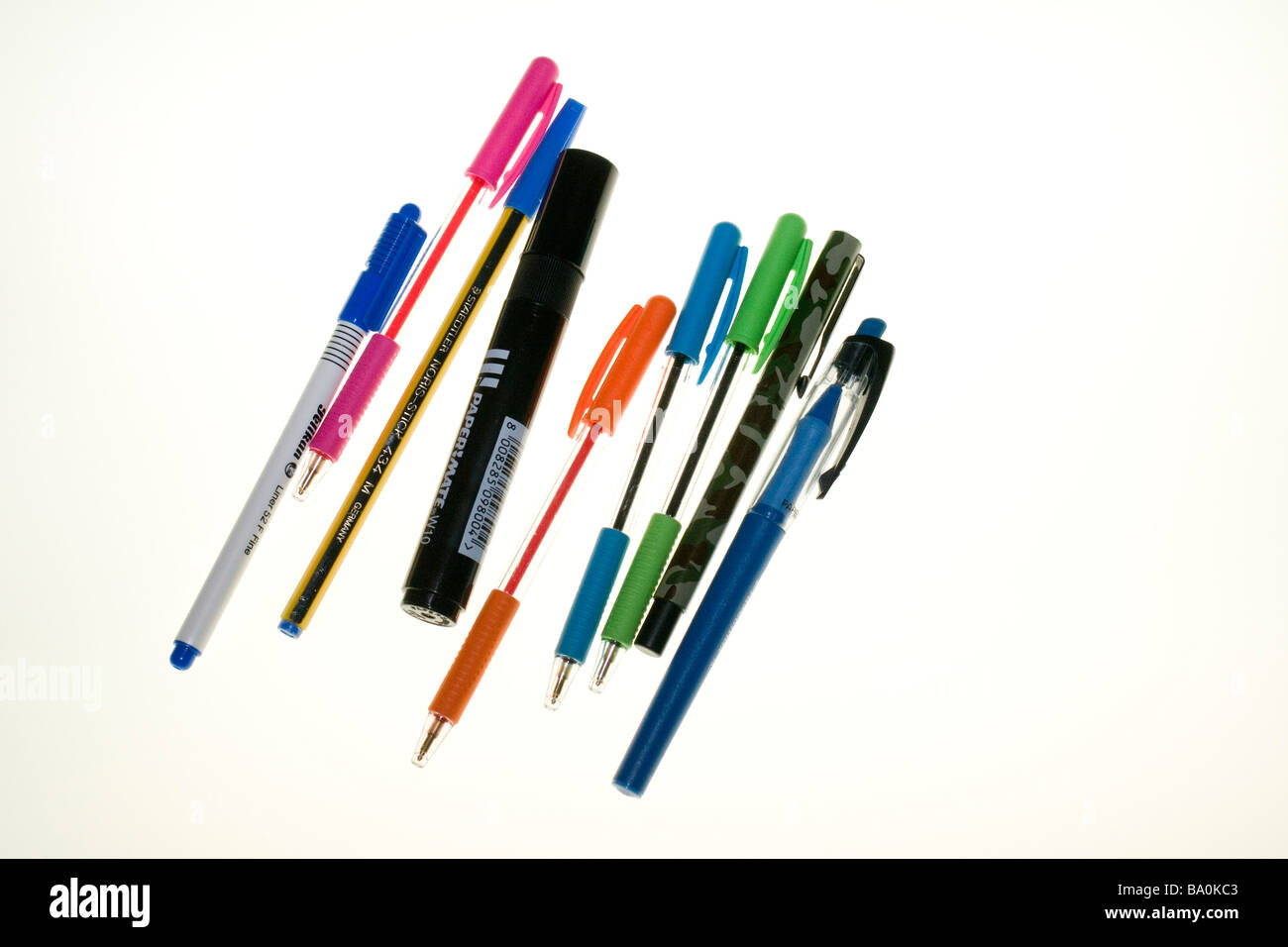 Pencils markers and pens Stock Photo - Alamy