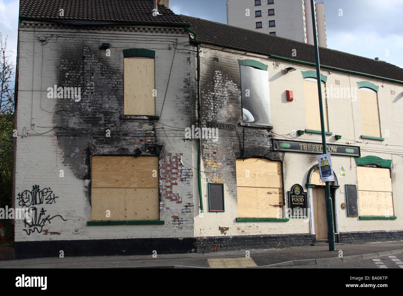 A fire damaged derelict public house in the Sneinton area of Nottingham ...