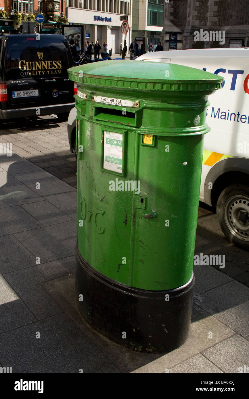 Green Irish postbox in Dublin Ireland Stock Photo - Alamy