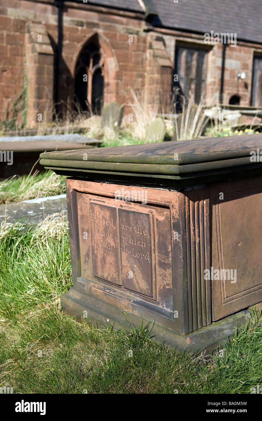 Old tomb at the front of St Mary's Church, Thornton-le-Moors, Cheshire ...