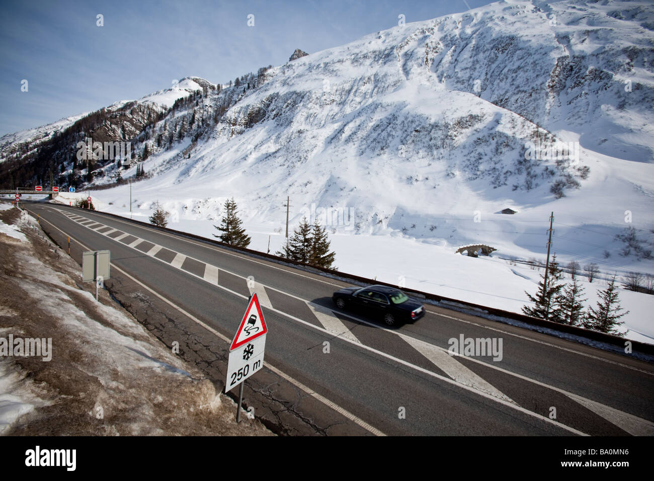 Highway in swiss Alps Stock Photo - Alamy