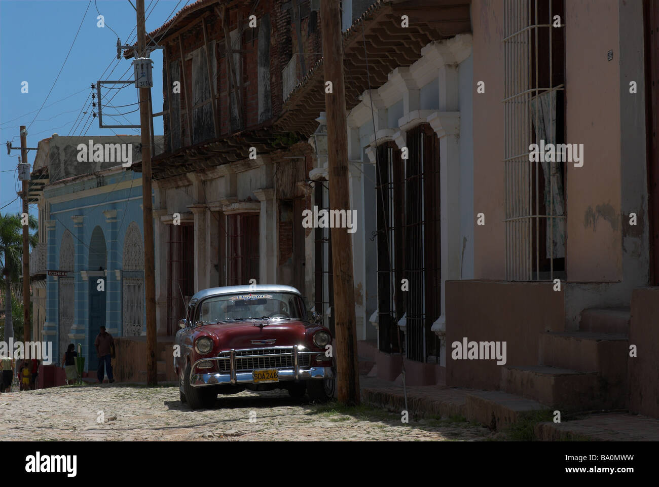Street scene with classic car, Trinidad, Cuba Stock Photo - Alamy