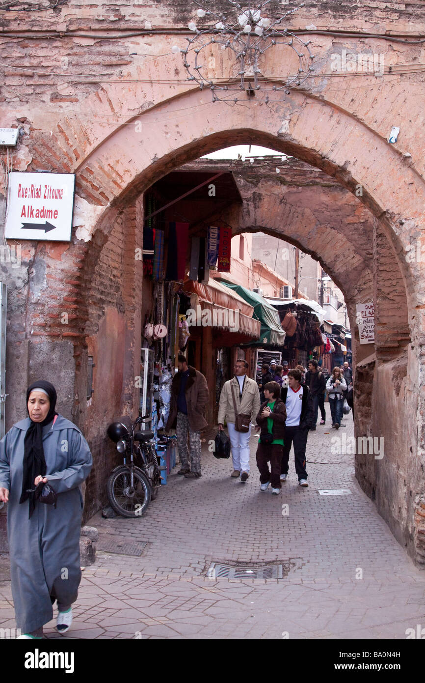 The narrow passageways leading through the souks of the old Medina from ...