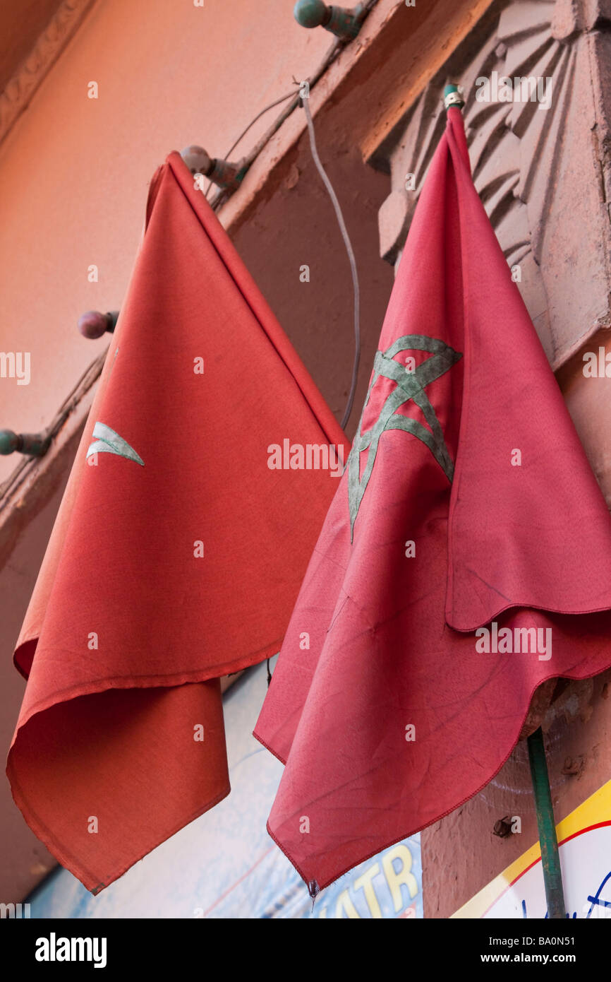 Moroccan national flags displayed outside a government building in ...