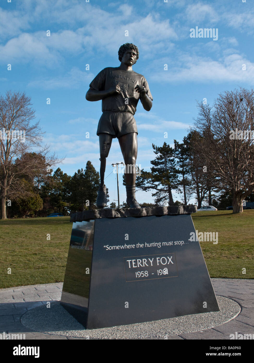 Statue of Terry Fox at Mile Zero on Dallas Road in Victoria British ...